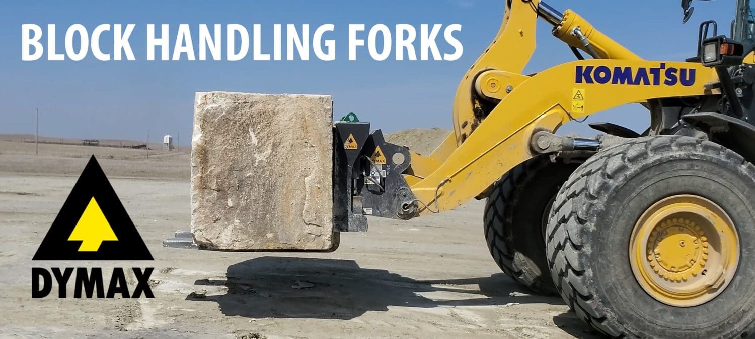 Block Handling Rock Forks for Quarries | Dymax Attachments